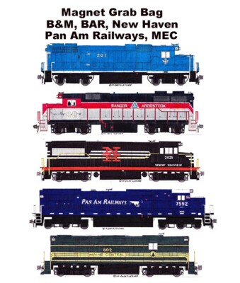 Magnet Grab Bag Boston & Maine BAR New Haven Pan Am MEC 5 magnets Andy ...