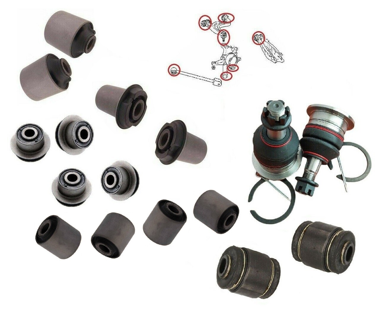 Rear Control Trailing Arm Bushes Bushings and Ball Joints fits Lexus ...