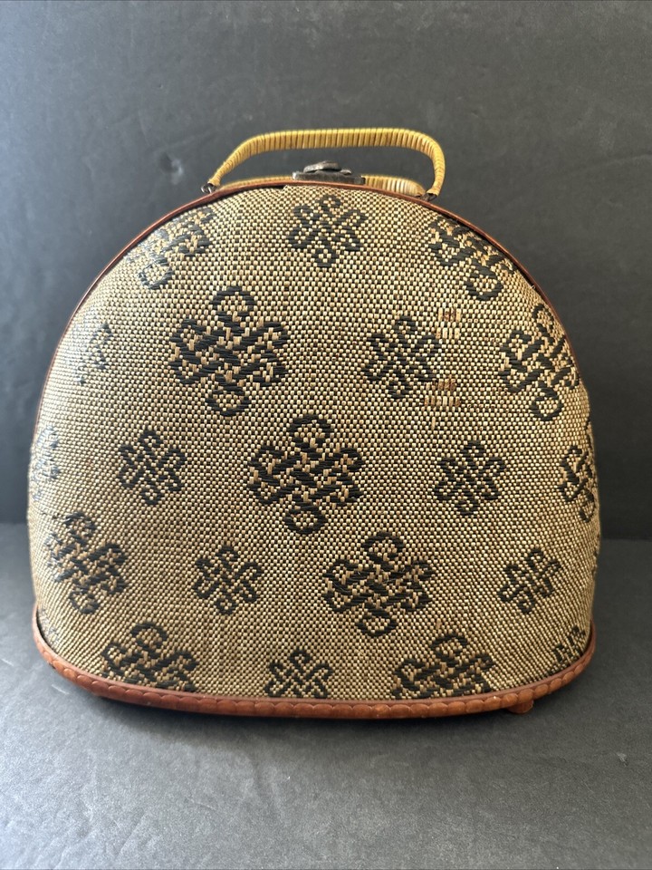 Wood Weaved Handled Purse/ Bag Rounded Half Moon Abstract Boho | eBay