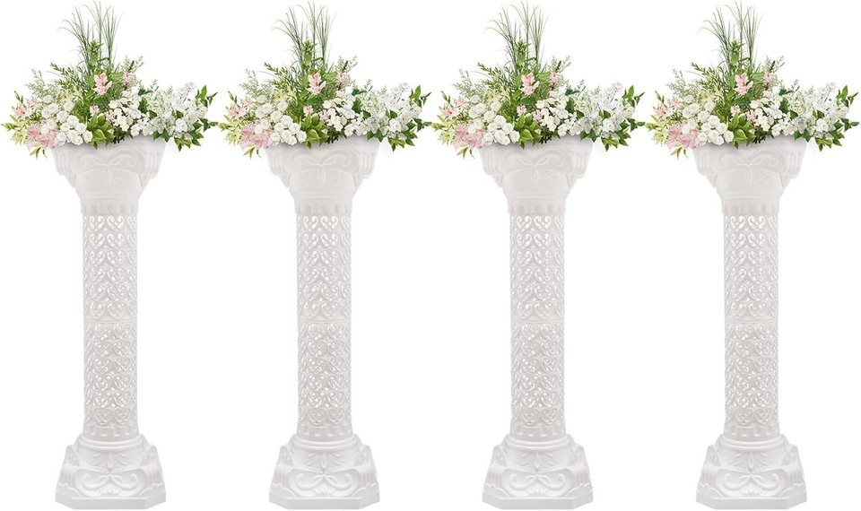 White Wedding Roman Column,4PCS Roman Columns Wedding Column Stand ...