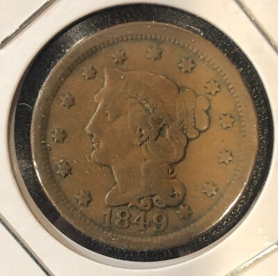 1849 Large Cent Braided Hair Penny United States Coin | eBay