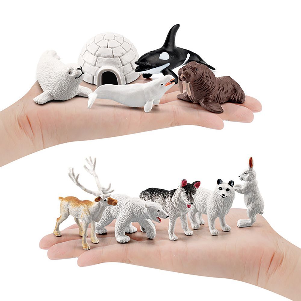 Animal Model Miniature Penguin Figurines Reindeer Wolf Polar Bear Fox ...