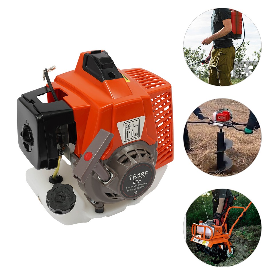 2 Strokes Petrol Motor Gasoline Engine 63CC Air-cooled Single-cylinder ...