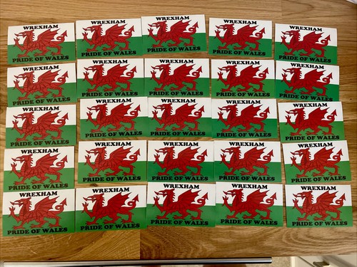 Pack Of 25 x Wrexham AFC Stickers - Flag Scarf Shirt Badge Print Poster ...