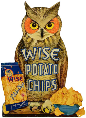 WISE POTATO CHIPS OWL CHIP BAG 18" HEAVY DUTY USA MADE METAL ...