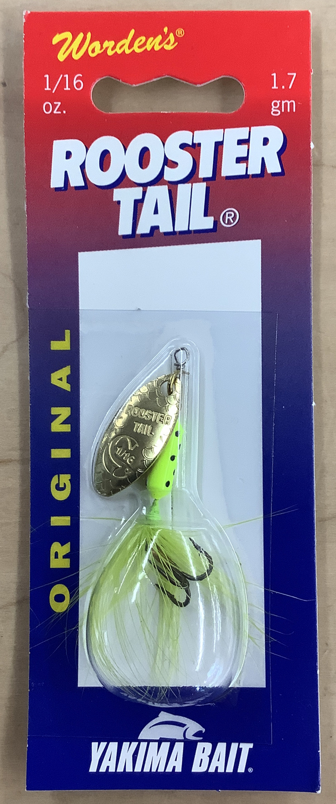Yakima Bait Worden's Rooster Tail 1/16oz. Gold Spoon Chartreuse ...