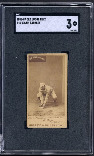 SAM BARKLEY 1886-1887 N172 Old Judge Tobacco Stooping "2d Base" SGC 3 ...