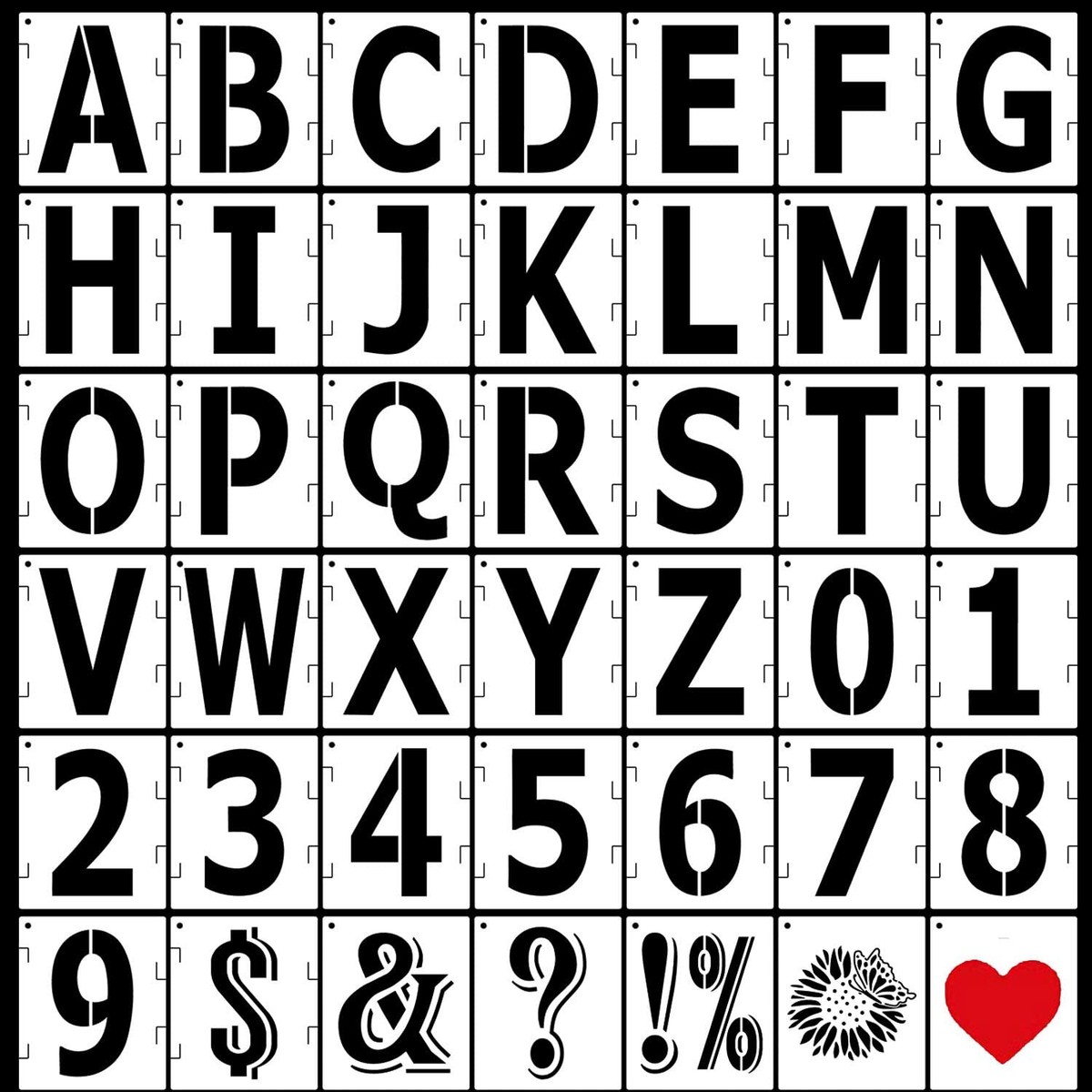 Number Stencils 42 PCS Letter Stencils - 2 Inch Alphabet Numbers ...