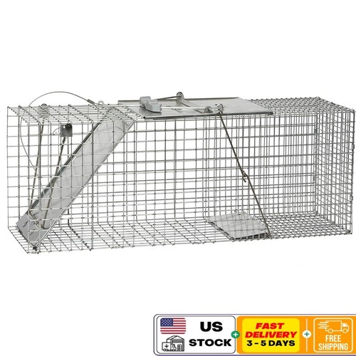 Large 1-Door Humane Live Animal Trap Easy Set Cats Raccoons Skunks ...