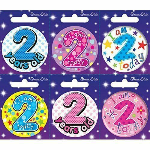 Simon Elvin I Am 2 Today Happy 2nd Birthday Badge Boy Blue 55mm ...
