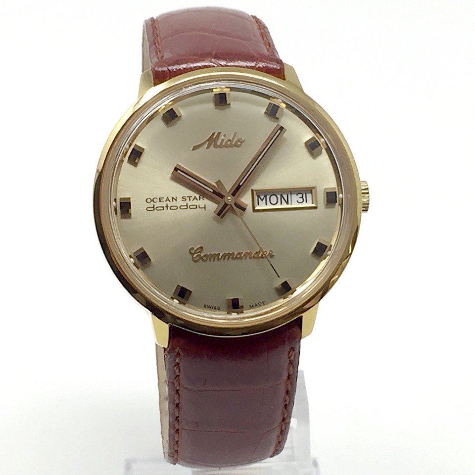 Mido (like new & unworn) Gold Ocean Star Datoday Commander Automatic ...