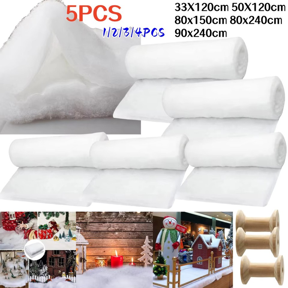 1-5PCS Artificial Christmas Snow Roll White Snow Mat Snow Blanket Soft ...