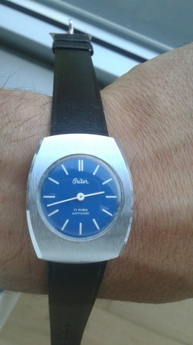 Briter BLUE 1890 Hand-Winding Vintage Collection 70's NOS Watch Montre ...