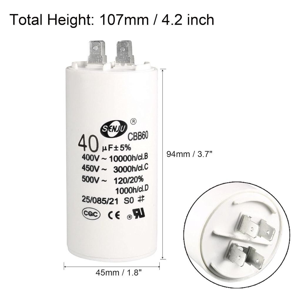 40uF 450V AC CBB60 Run Capacitor Air Compressor Water Pump Motor | eBay