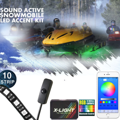10pc Snowmobile LED Neon Accent Light Strip Wireless Kit w/Swich ...