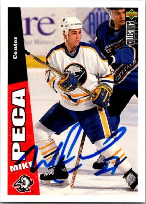Mike Peca autographed hockey card (Buffalo Sabres, FT) 1996 Upper Deck ...