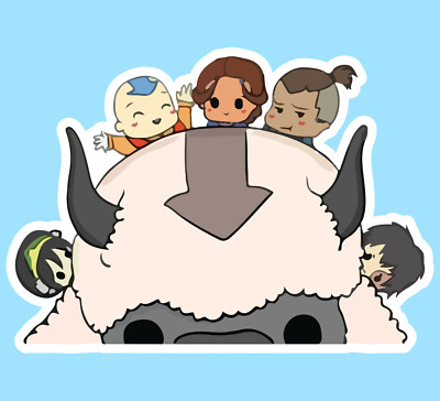 Appa and Team Avatar Windshield Windscreen Laptop Sticker Decal 140mm ...
