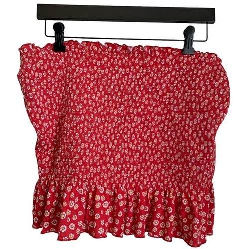 Plus Size Tube Top with Smocked Stretch - Size XXXL - Red with Daisies ...