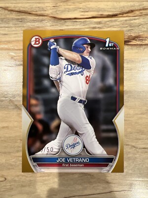 2023 Bowman Draft Joe Vetrano 1st Paper Gold #/50 Los Angeles Dodgers ...