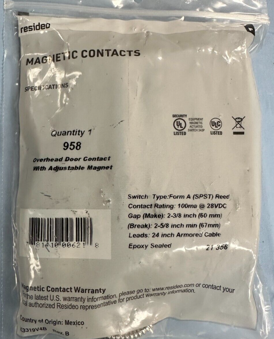 Honeywell Ademco 958 Overhead Door Magnetic Contact for sale online | eBay