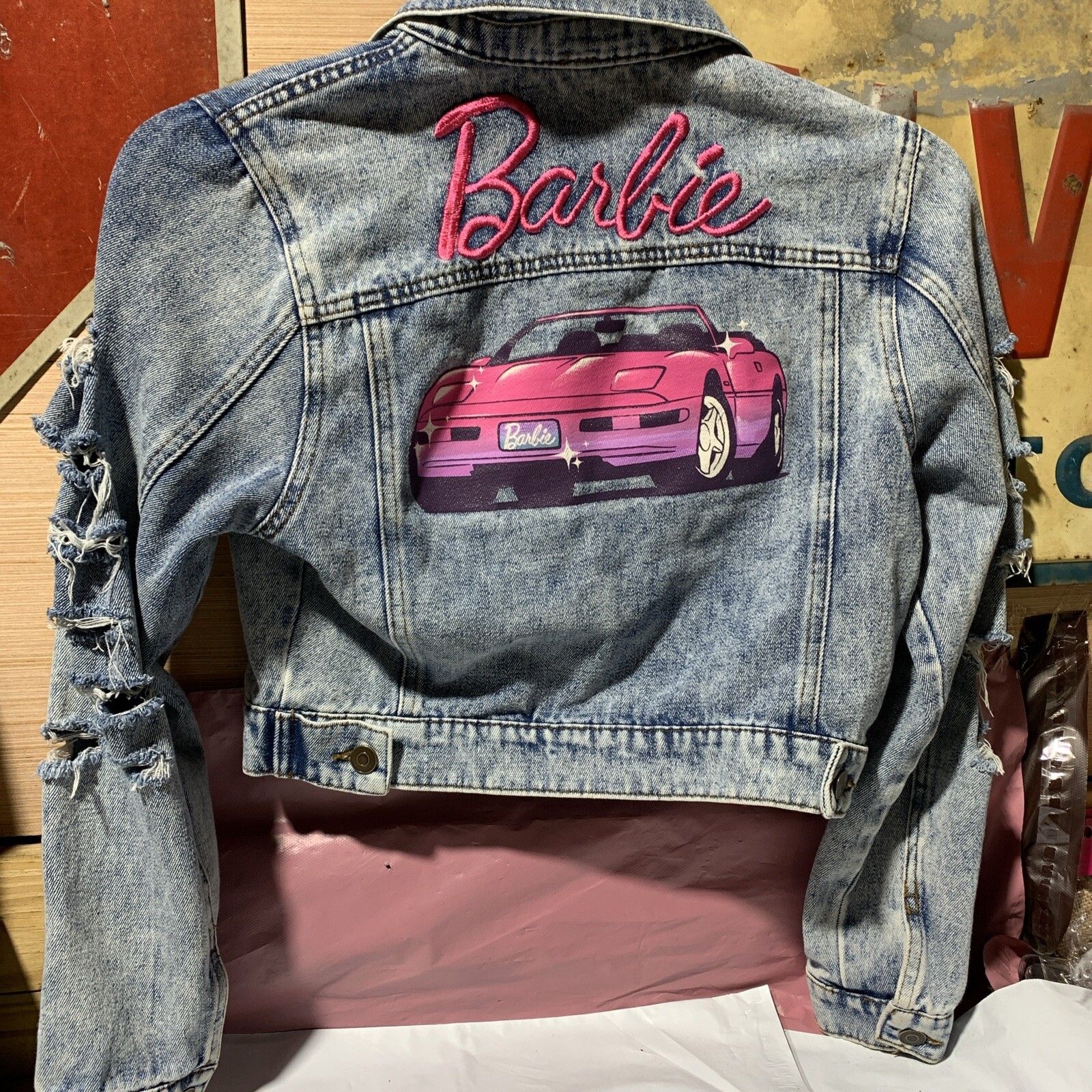 *RARE*Barbie Jacket by Mattel Denim Embroidered Barbi… - Gem