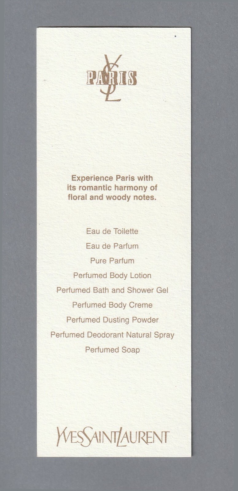 Carte publicitaire - advertising card - Paris Yves de Saint Laurent ...