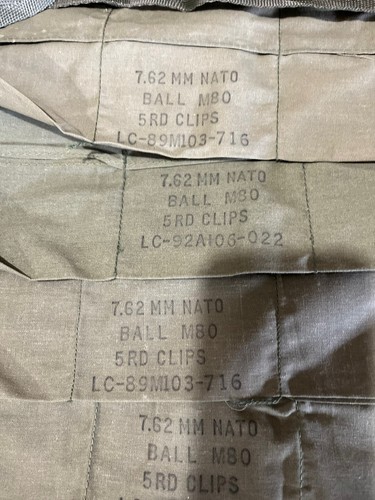 10 USGI 7.62MM 308 Rifle Bandoleer 6 Pocket Gulf War Issue Excellent ...