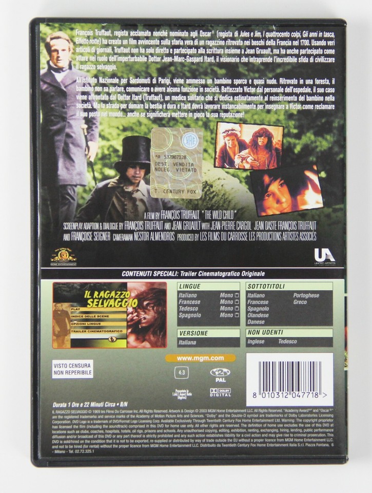 Il Ragazzo Selvaggio François Truffaut Film DVD Video MGM DVD Raro | eBay