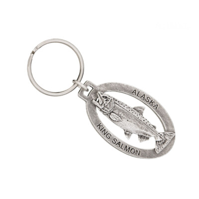 Creative Pewter Designs Alaska King Salmon Pewter KeyChain, Key Fob ...
