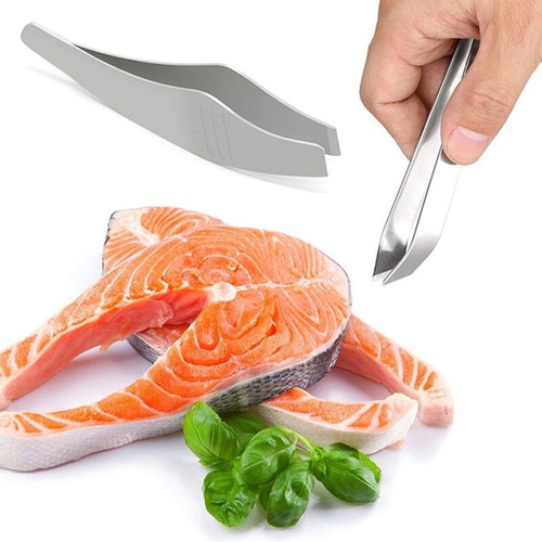 Kitchen Stainless Steel Fish Bone Tweezer Food Clips Hair Removal Pl^K ...