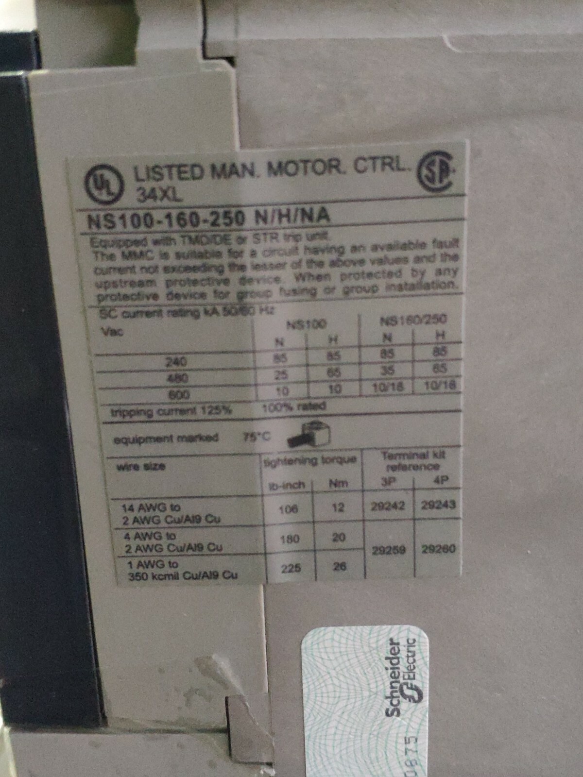 Schneider Merlin Gerin Compact NS100N NS100-160-250 N/H/NA FedEx ...