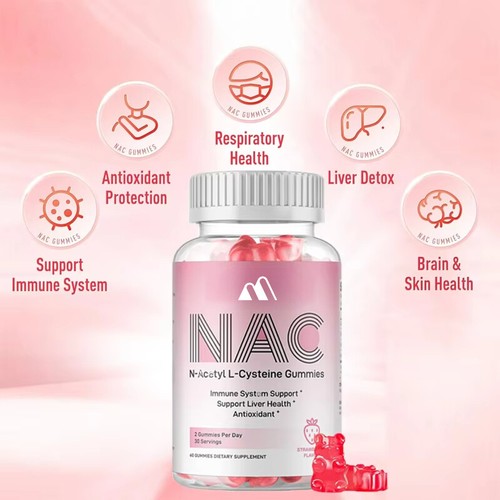 NAC 600mg Natural Strawberry Flavored Soft Candy 60 Gummies | eBay