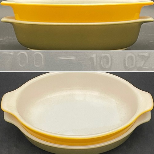 Pyrex Pixie Avocado & Yellow 700 Au Gratin 2pc Casserole Dish c1970s ...