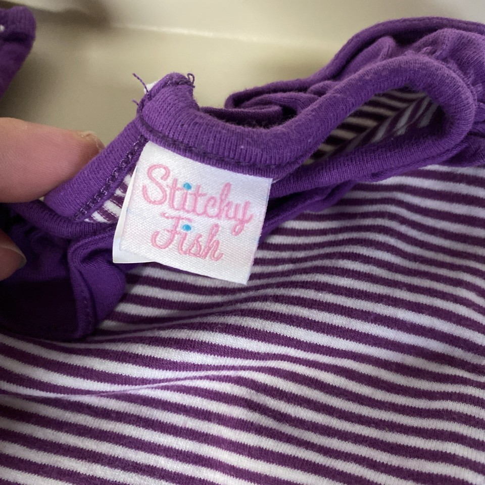 Stitchy Fish Purple Stripe Halloween Romper Sz 24 Months Little Girl ...