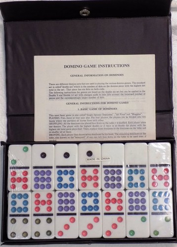 Set Of Double Nine Dominoes By Cardinal in Original Gray Vinyl Case ...