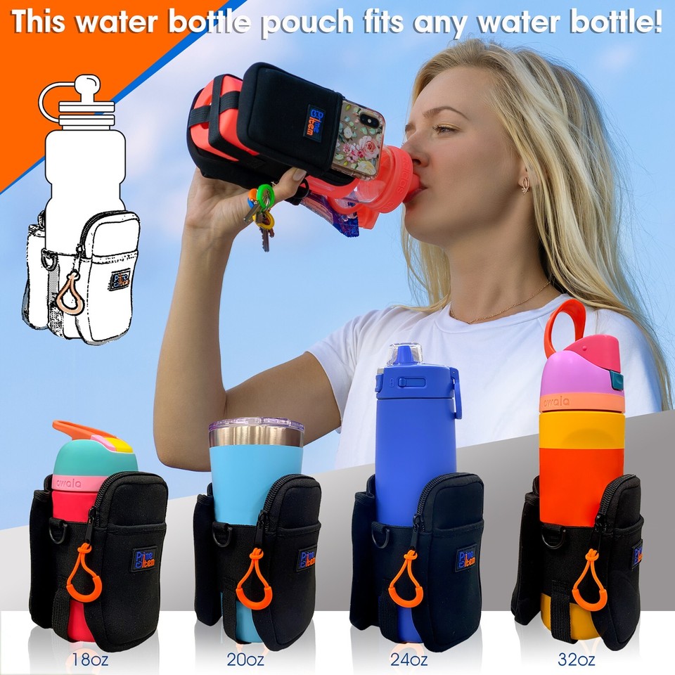 Water Bottle Holder for Walking, Water Bottle Sleeve with Pocket and ...