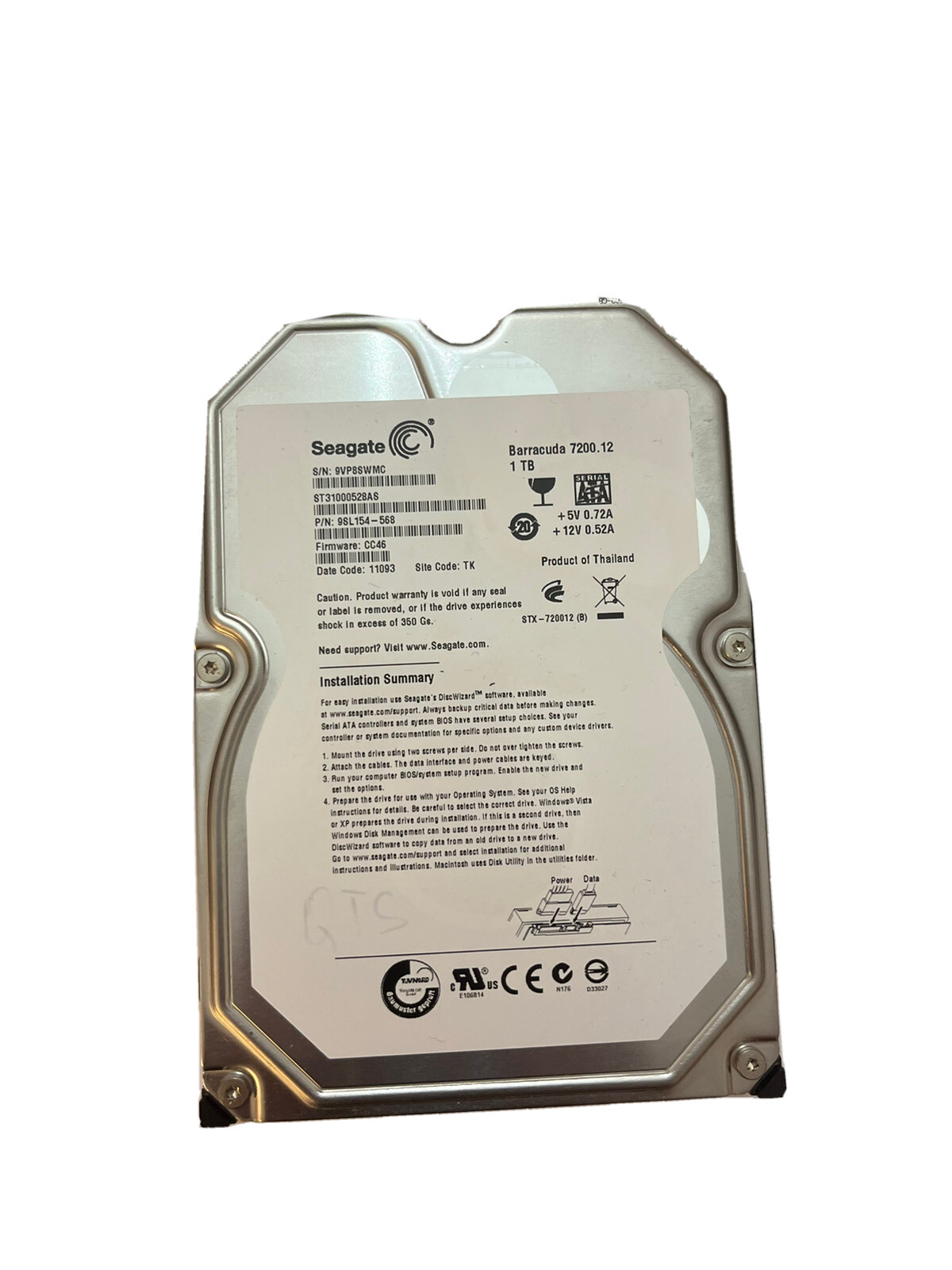 St31000528as 9sl154-568 Cc38 4772 L Seagate SATA 3.5 PCB for sale ...