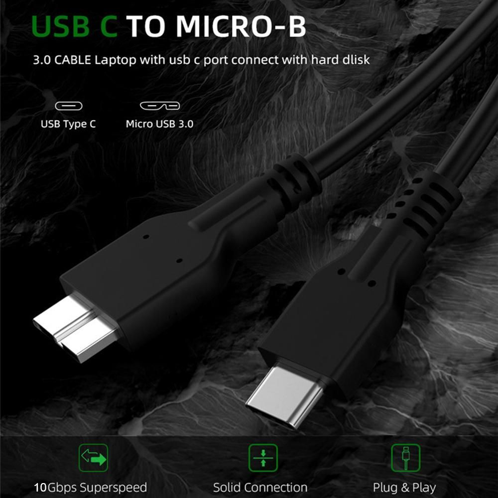 Drive Laptop HDD Cord Data Cable USB 3.1 Type-C to Micro 3.0 B For ...
