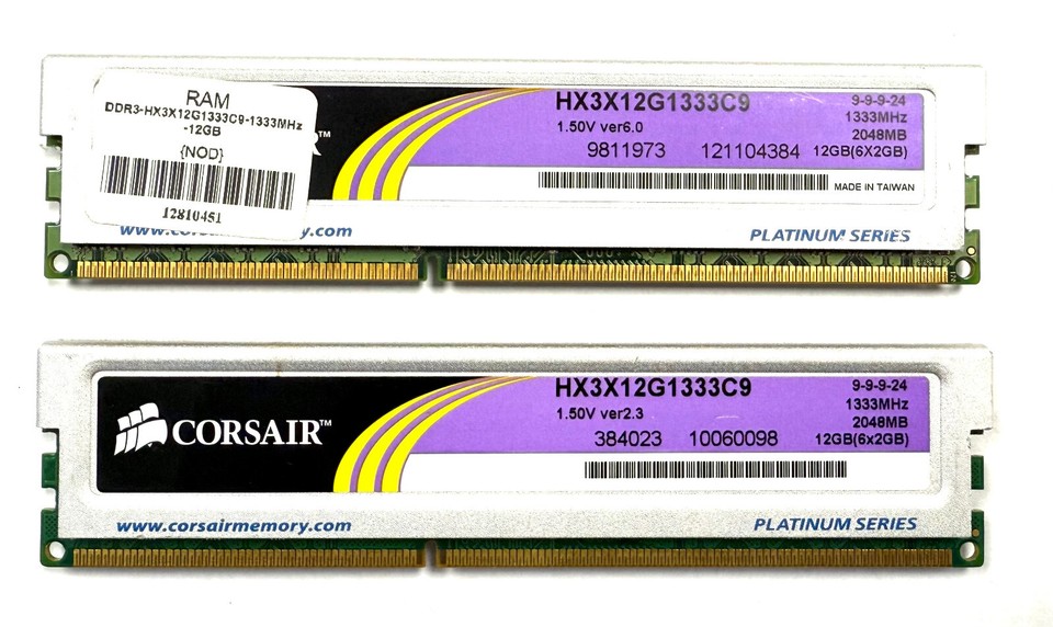 CORSAIR 4GB Kit (2GB x 2) DDR3-1333 Desktop Memory Shield HX3X12G1333C9 ...