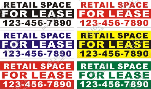 Custom Printed RETAIL SPACE FOR LEASE Vinyl Banner Sign with Your Phone ...