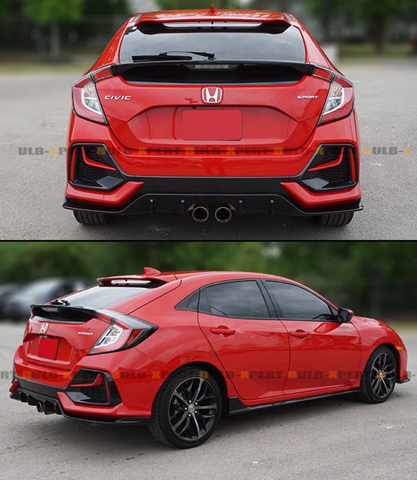 FOR 2017-2021 CIVIC FK7 HATCHBACK FRONT + REAR BUMPER FOG LIGHT GARNISH ...