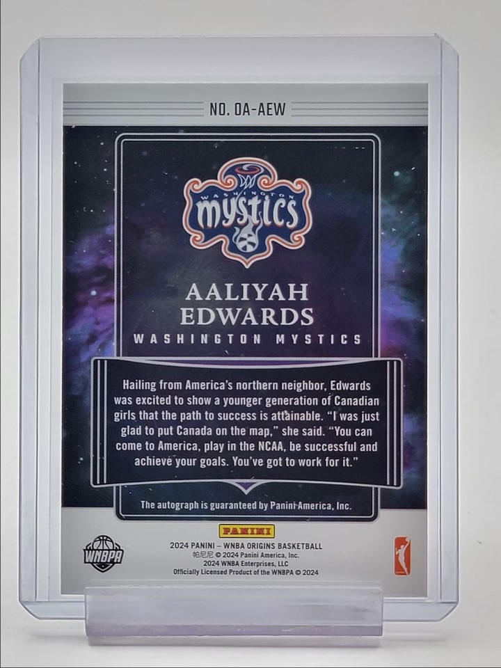 AALIYAH EDWARDS 2024-25 ORIGINS WNBA ROOKIE AUTOGRAPH RC AUTO Q0902 | eBay