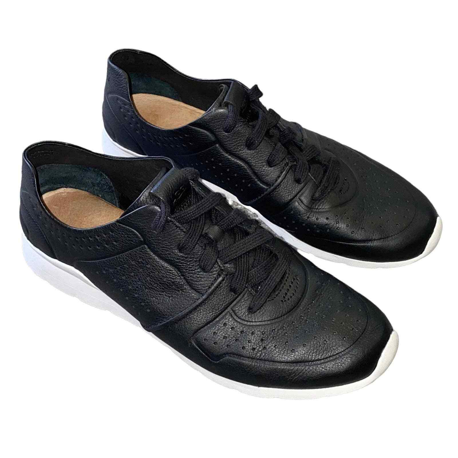 9 UGG Treadlite Black Leather Lace Up Comfortable Cushioned Footbed ...