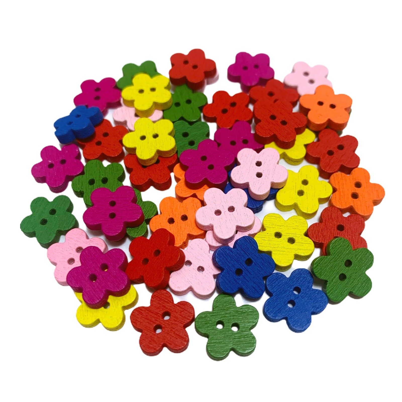 150 11mm Wooden Flower Shape Buttons Art Craft Sew Cards **Fast UK Post ...