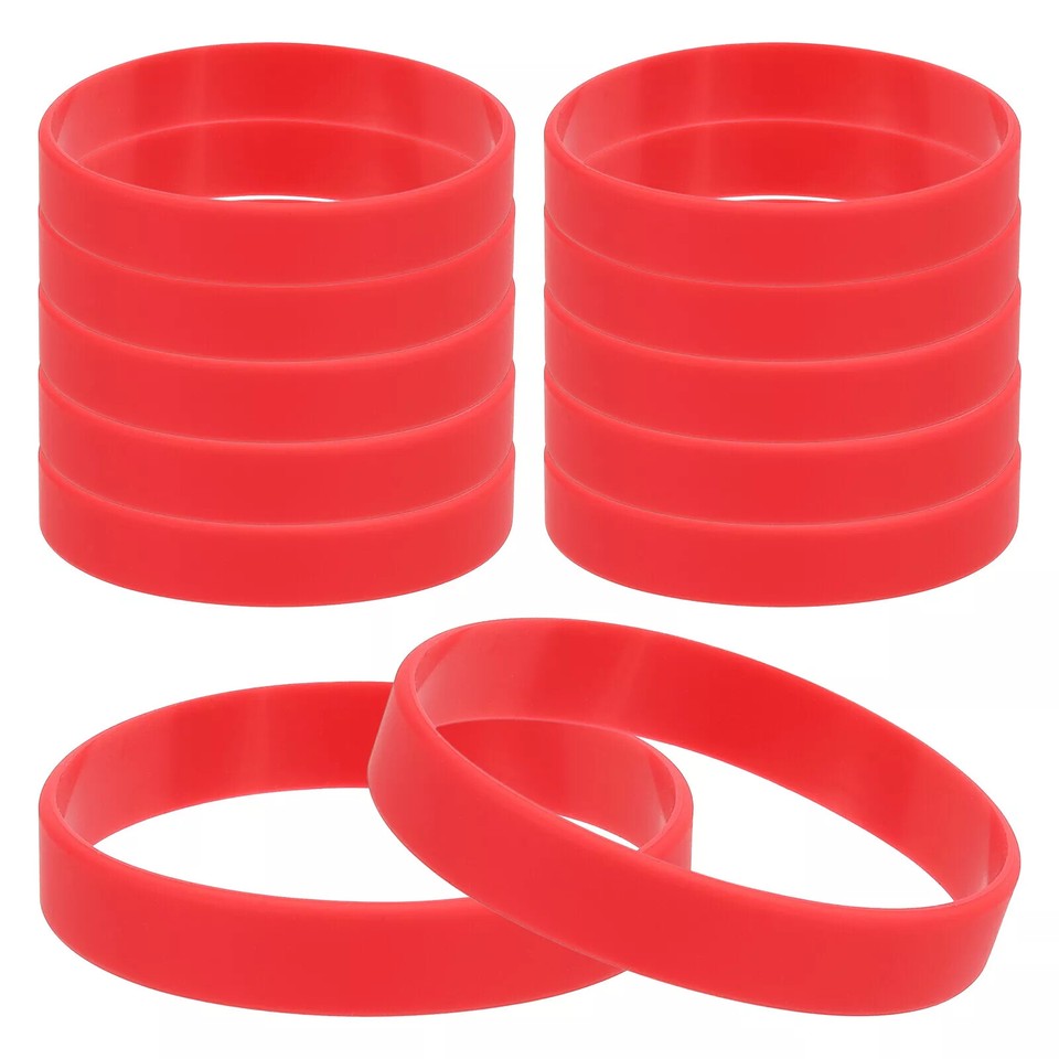 12 Silicone Wristbands Blank NEW Rubber Wrist Bands Bracelets Free ...