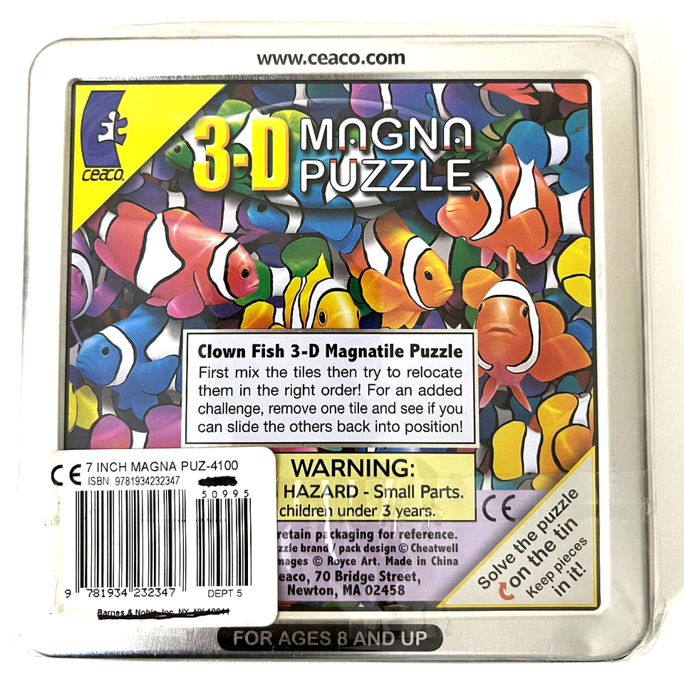3D Magna Puzzle CLOWN FISH - 16 Piece Magna-tiles with Tin storage NEW ...