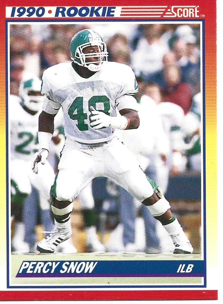 1990 Score Football Card Percy Snow Rookie Michigan State Spartans #305 ...