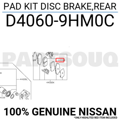 D40609HM0C Genuine Nissan PAD KIT DISC BRAKE,REAR D4060-9HM0C | eBay