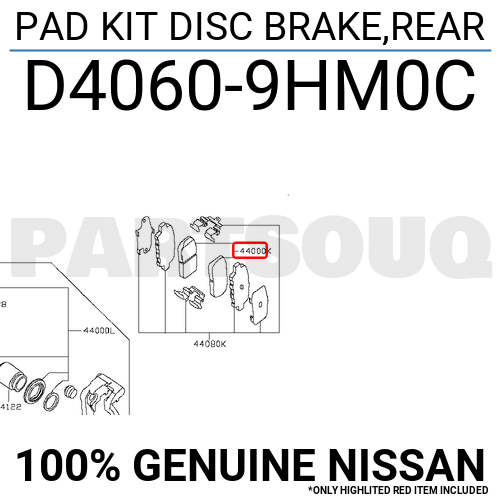 D40609HM0C Genuine Nissan PAD KIT DISC BRAKE,REAR D4060-9HM0C | eBay