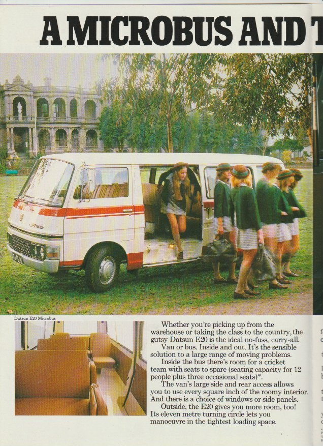 1979 DATSUN E20 VAN Range 4p Australian Brochure MICROBUS MAXIVAN ...